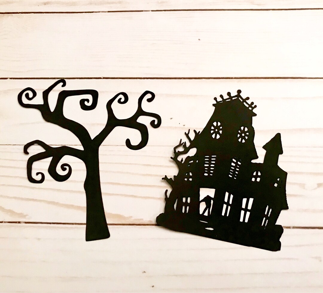 Haunted House Die Cut, Scary Tree Die Cut, Halloween Die Cut, Halloween ...