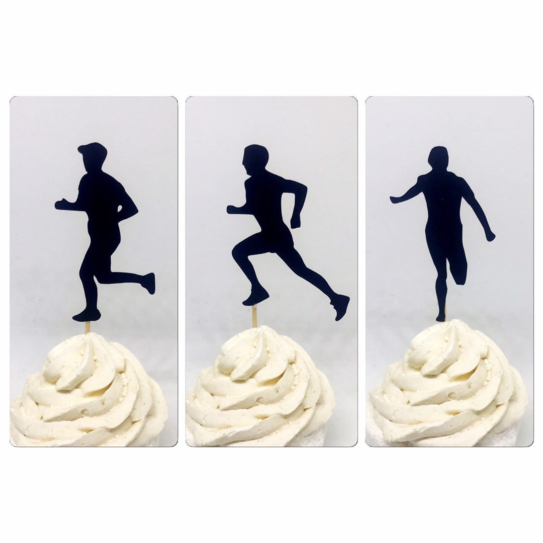 Running Cupcake Toppers, Jogger Cupcake Toppers, Jogging Cupcake ...