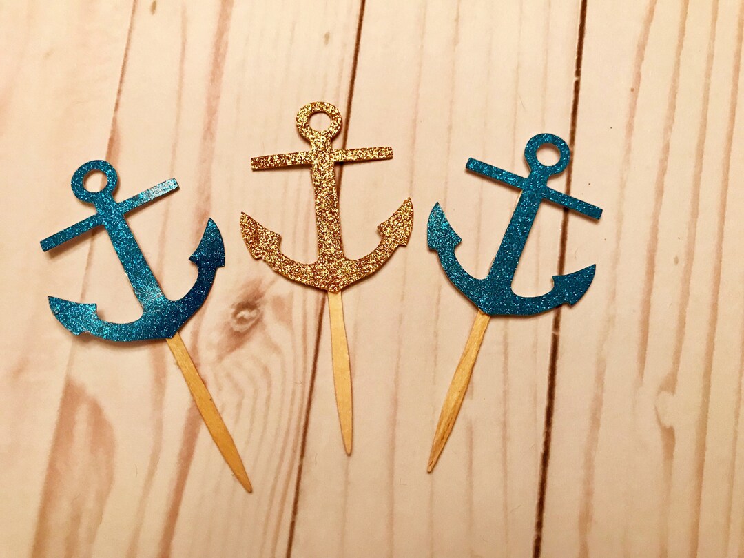 Nautical Anchor Cupcake Toppers, Anchor Cupcake Toppers, Baby Shower ...