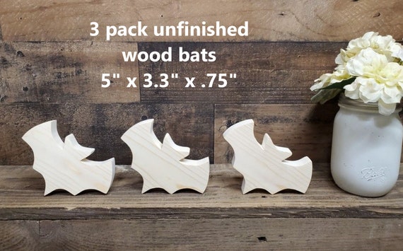 Set of 3 Unfinished Bat Cut Outs Made From Solid Pine / Fall - Etsy