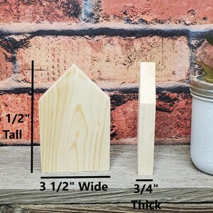Set of 12 Unfinished 5.5" Tall X 3.5" Wide X .75" Thick Wood House ...