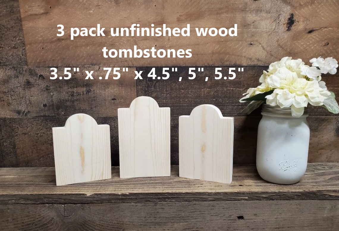 Set of Three Blank Mini Wood Tombstones / DIY Headstone / DIY - Etsy