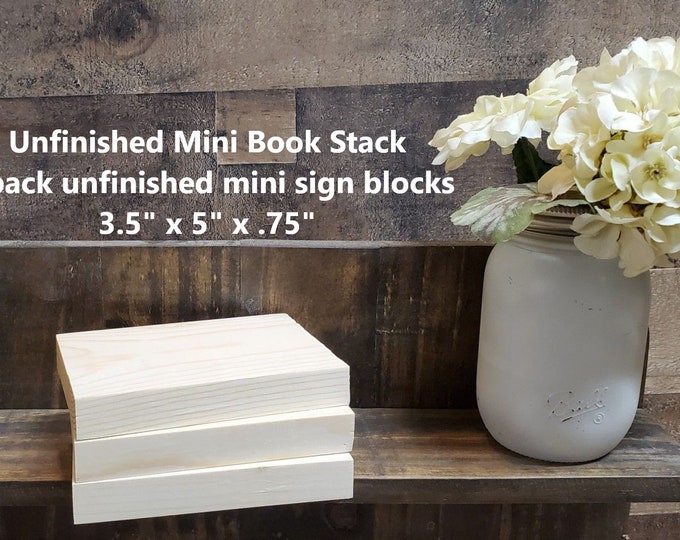 Unfinished Mini Book Stack / 3 Pack Unfinished Block Signs / Tiered ...