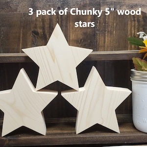 CHUNKY 5" Unfinished Wood Star for Crafts / Five Inch Wood Star ...
