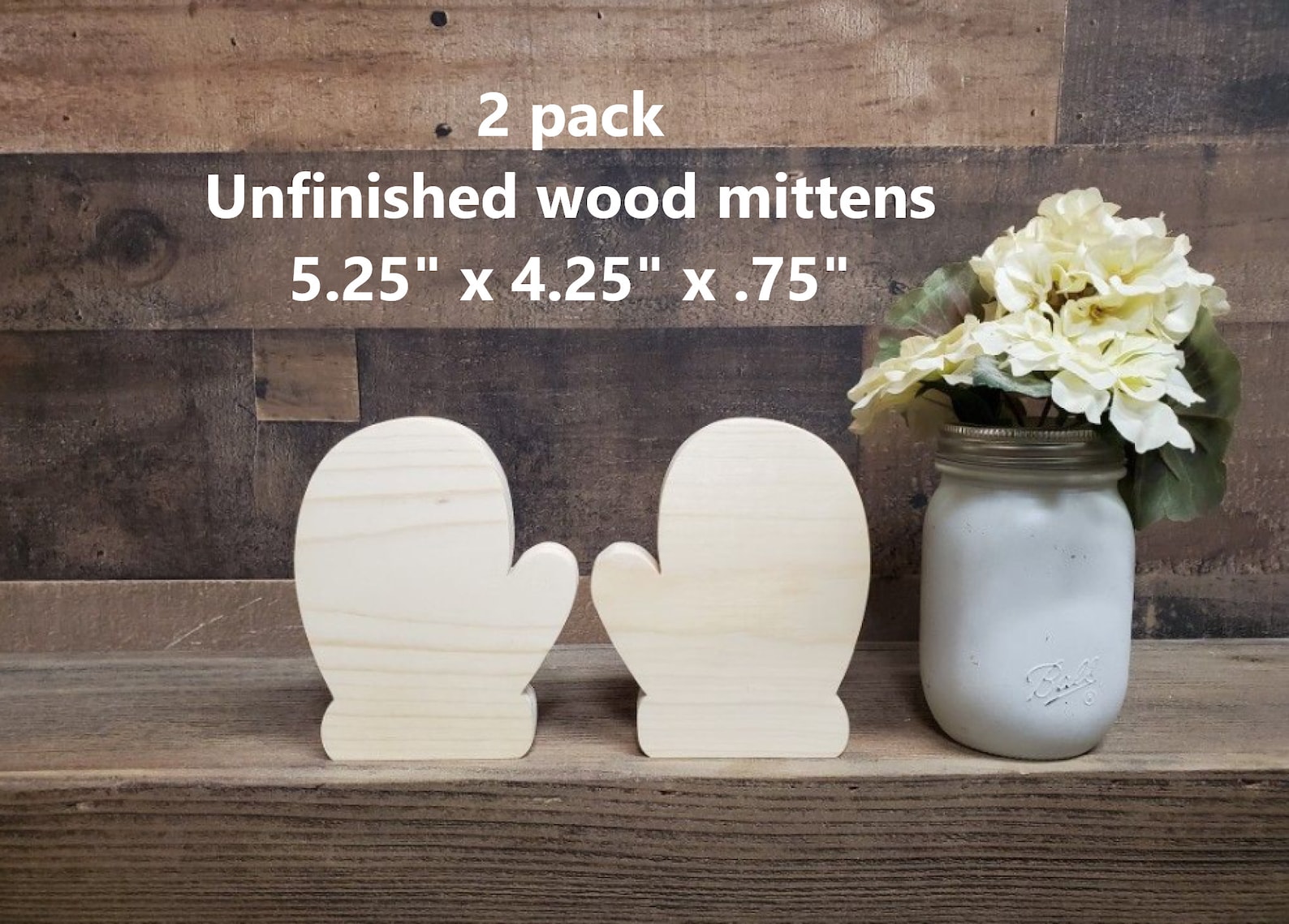 2 Pack Unfinished Wood Mittens Cutouts / DIY Fall Decor / DIY Winter ...