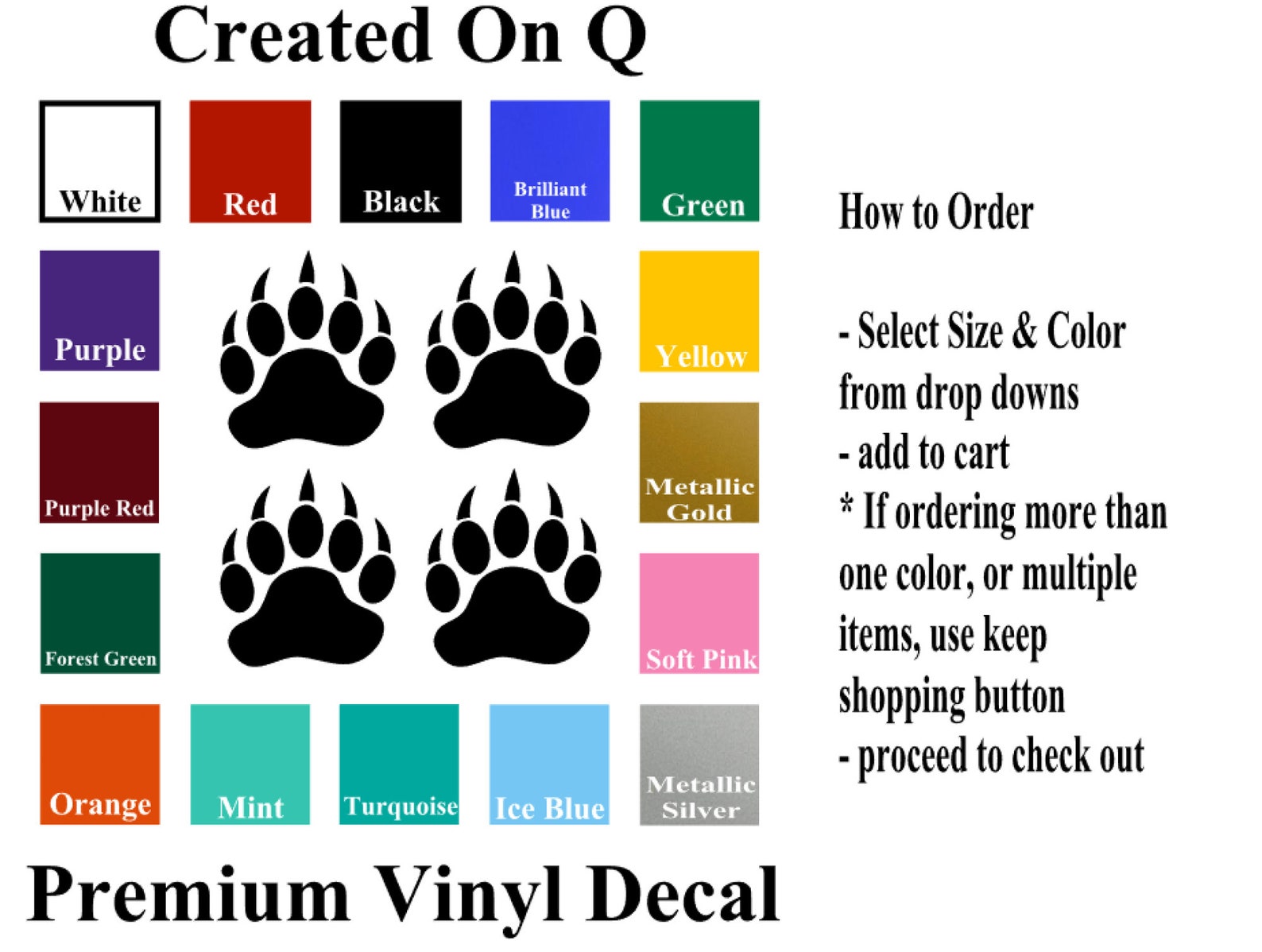 Bear Paw Print Decals 4 Pack / Bear Paw Print Stickers 4 Pack / Choose ...