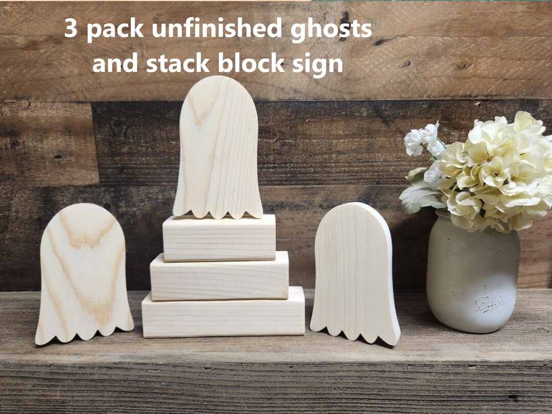 Set of 3 Unfinished Wood Ghost Cut Outs Made From 3/4" Pine With ...