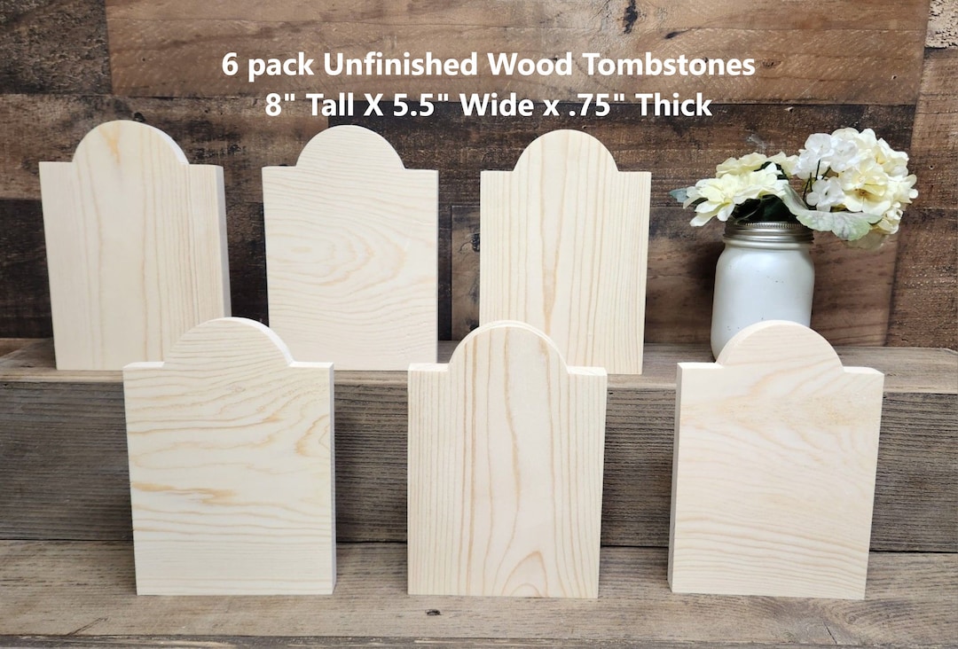 Set of Six Blank Unfinished Mini Wood Tombstones / DIY Headstone / DIY ...