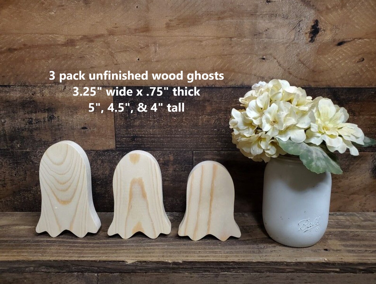 Set of 3 Unfinished Wood Ghost Cut Outs Made From 3/4 - Etsy