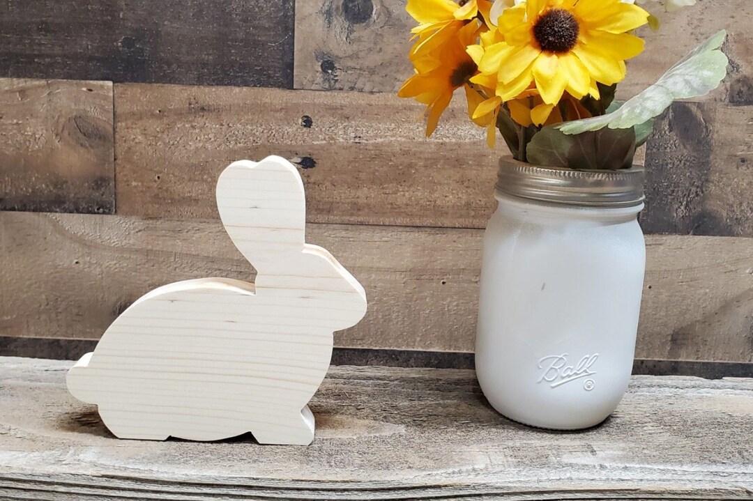 Unfinished Wood Rabbit / Unfinished Easter Bunny / 5.5" X 5.5" X .75 ...