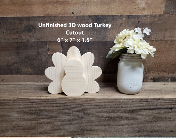 Unfinished 3D Wood Turkey Cutout Made of Pine Lumber / Wood - Etsy