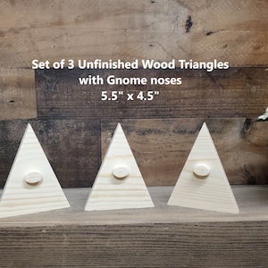 Set of 3 Unfinished Wood Triangle Gnomes With Noses / Unfinished Wood ...