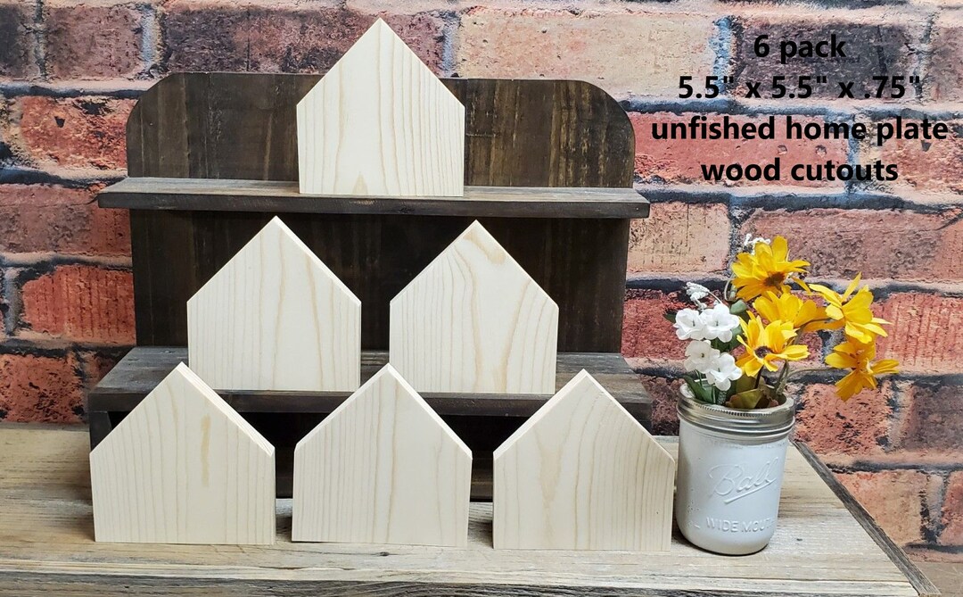 6 Pack 5.5" Home Plate or Nativity Scene Blank Wood Cut Out / Blank ...