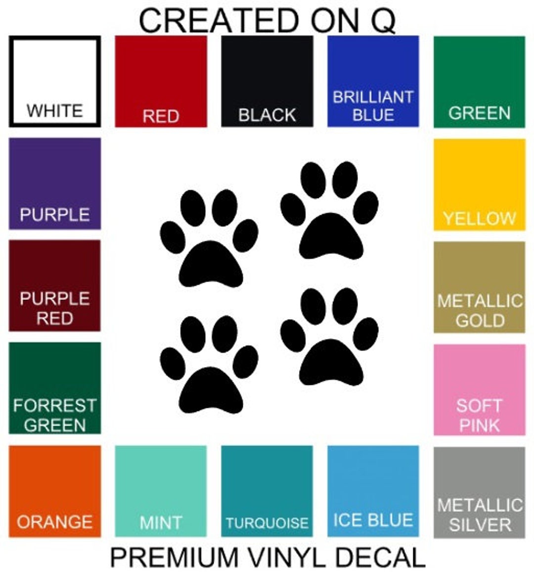 Paw Print Decals 4 Pack / Paw Print Stickers 4 Pack / Choose Your Size ...