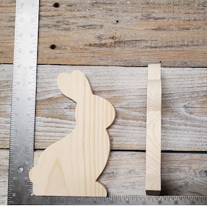 Unfinished Wood Rabbit / Unfinished Easter Bunny / 7.75" X 5" X .75 ...