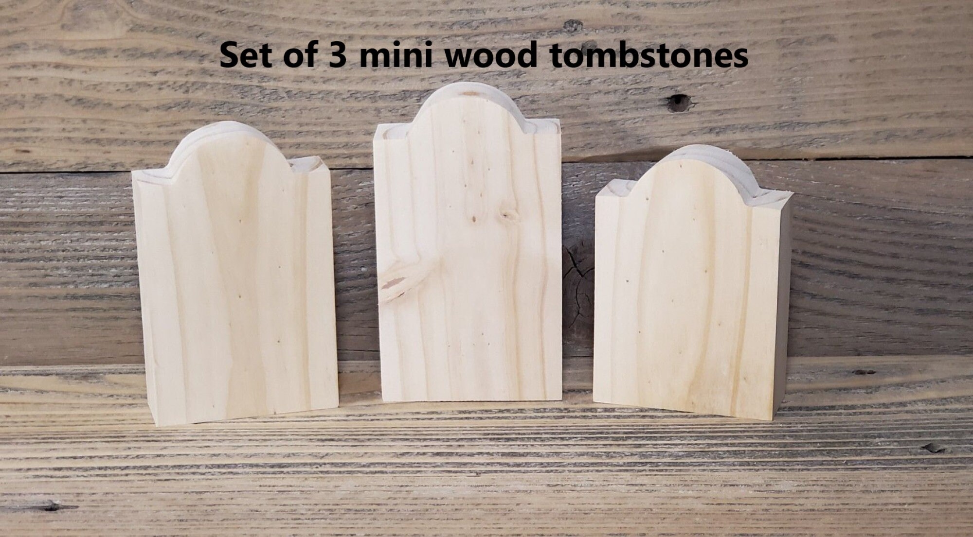 Set of three blank mini wood tombstones / DIY headstone / DIY | Etsy