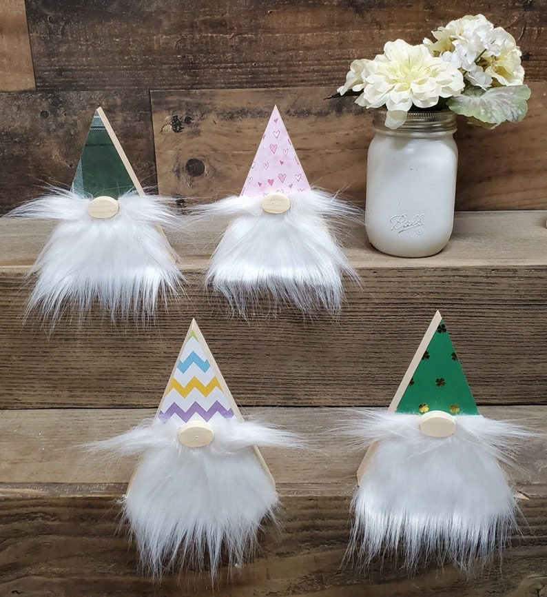 Set of 3 Unfinished Wood Triangle Gnomes With Noses / Unfinished Wood ...