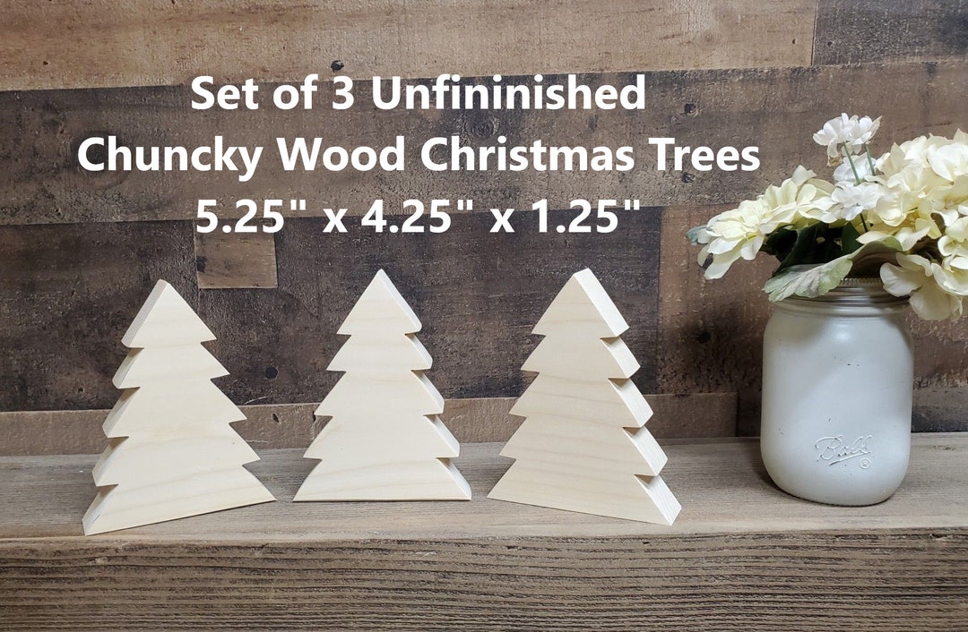 Set of 3 Unfinished Wood Christmas Trees / DIY Christmas Decor / Cabin ...