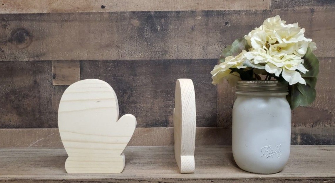 2 Pack Unfinished Wood Mittens Cutouts / DIY Fall Decor / DIY Winter ...