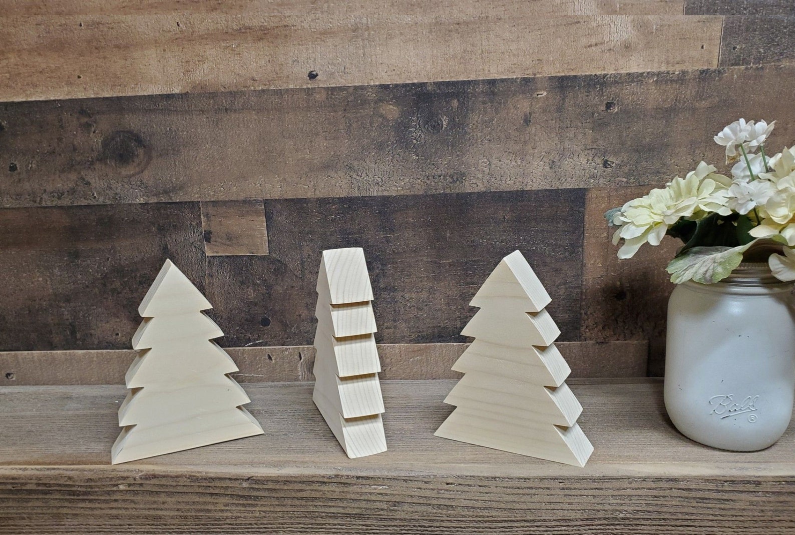 Set of 3 Unfinished Wood Christmas Trees / DIY Christmas Decor / Cabin ...