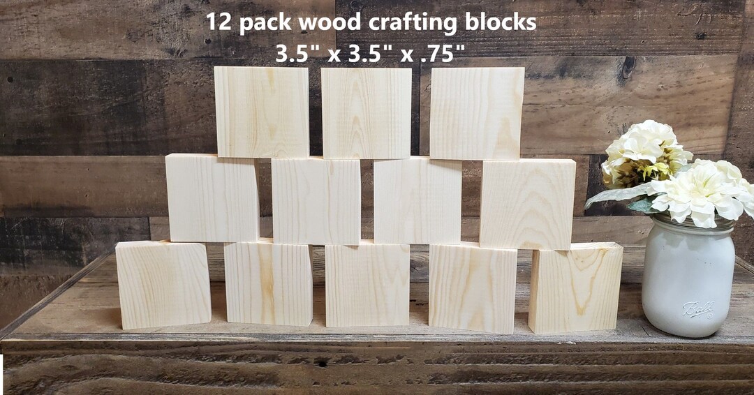 12 Pack 3.5" X 3.5" X .75" Wood Blocks / Blank Wood Block Sign ...