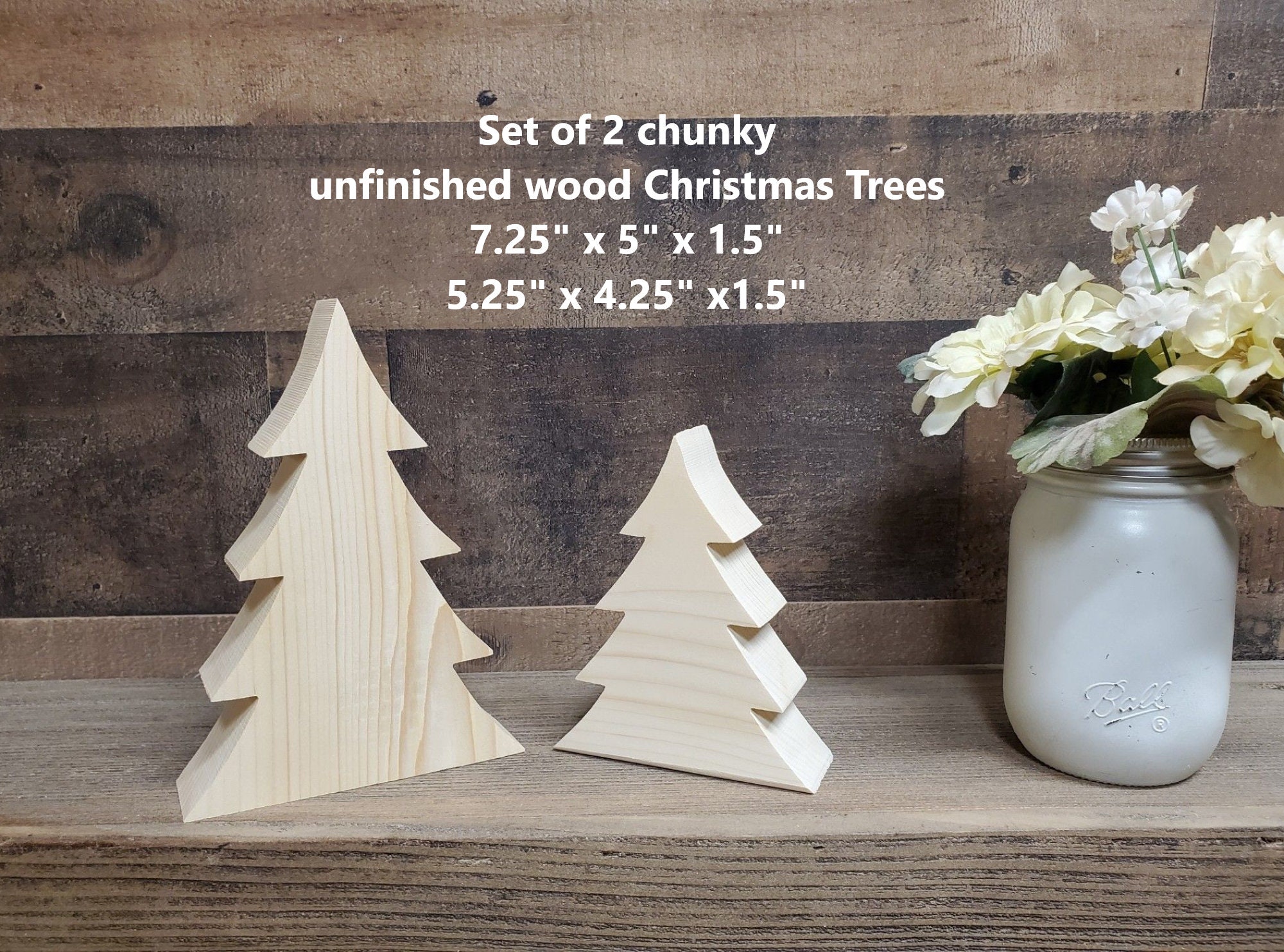 Set of 2 Unfinished Wood Christmas Trees / DIY Christmas Decor - Etsy