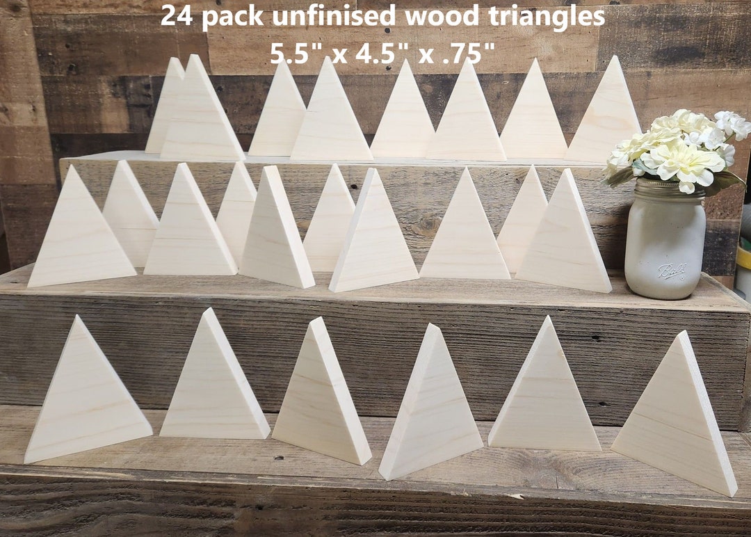 24 Pack Bundle Unfinished Wood Triangles - 5.5" X 4.5" X .75 ...