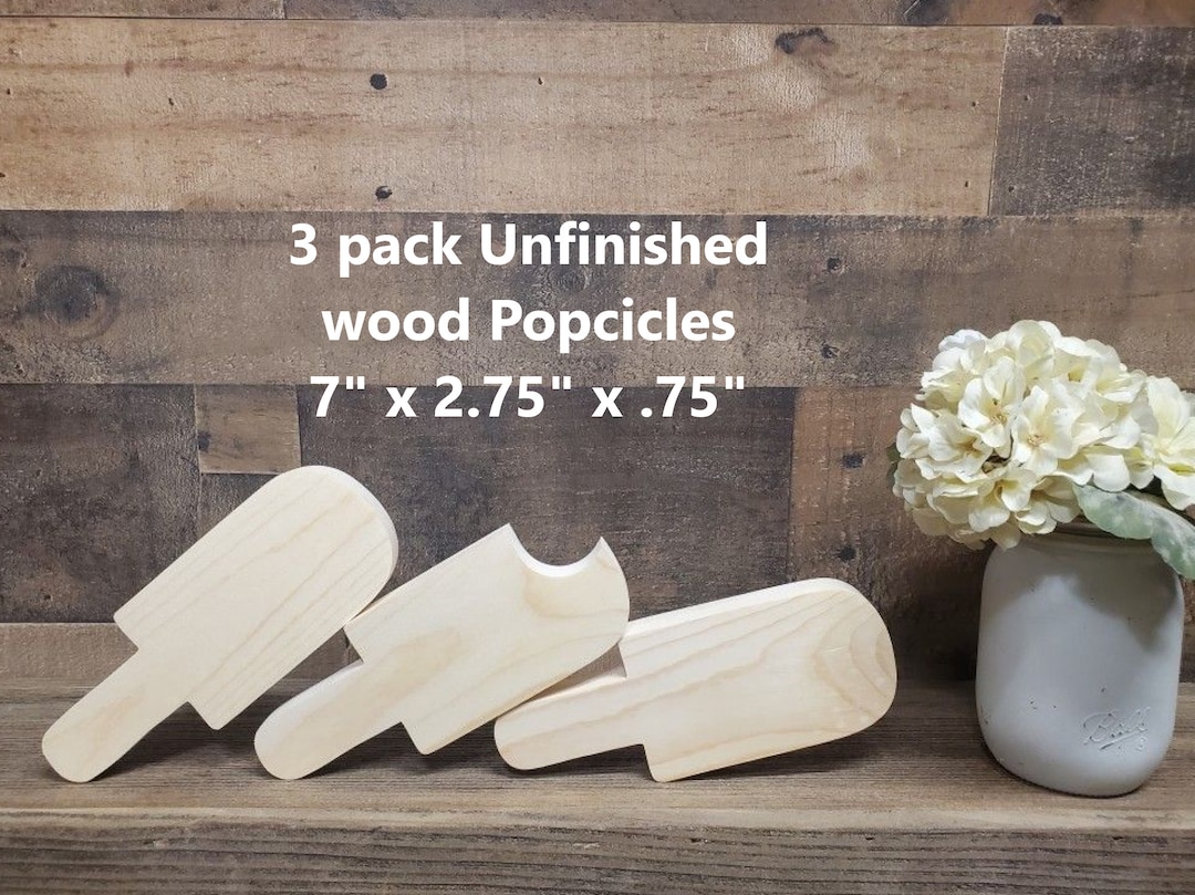 Unfinished 3 Pack of Wood Popcicles / Summer Decor / Popcicles / Tiered ...