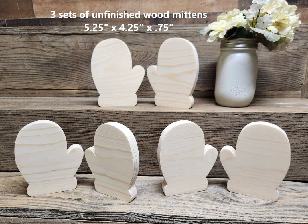 3 Sets Unfinished Wood Mittens Cutouts / DIY Fall Decor / DIY Winter ...