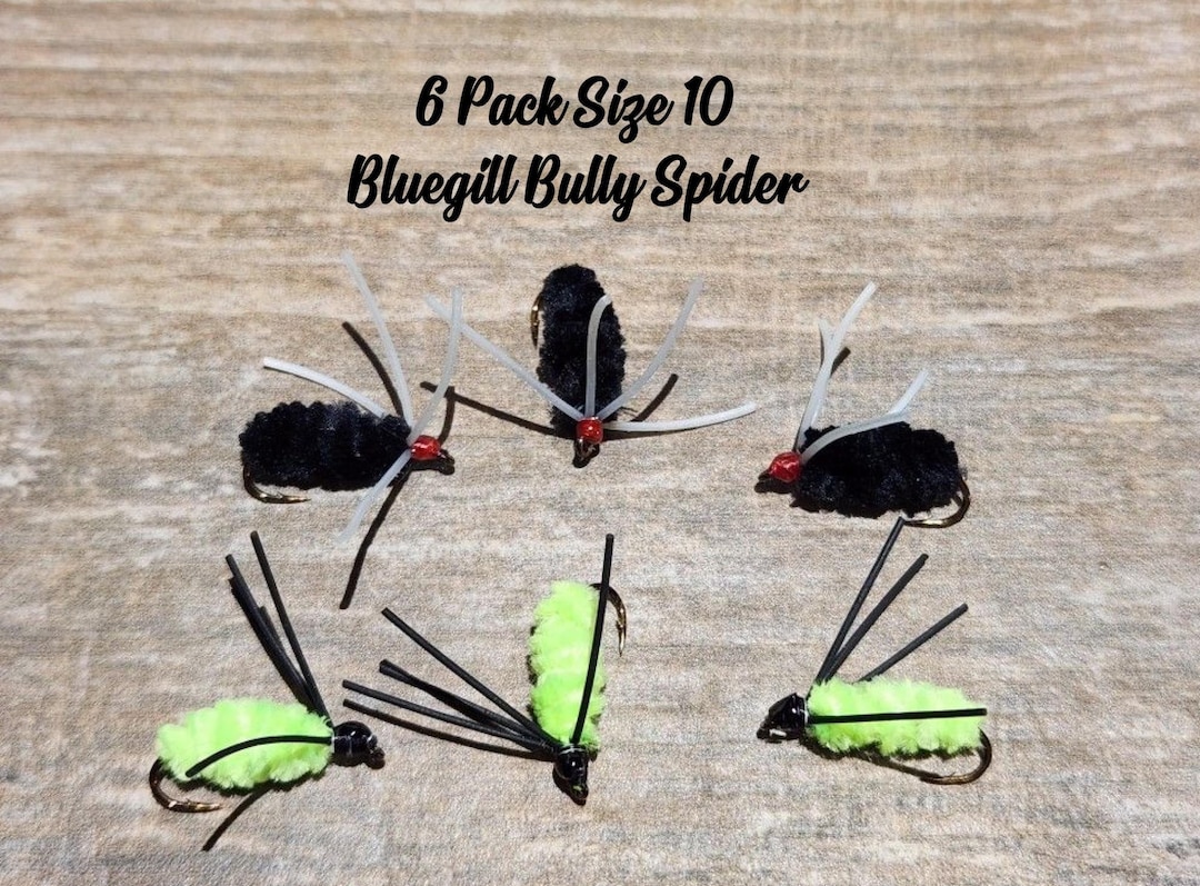 6 Pack Bluegill Bully Spider - Size 10 - Panfish Fly - Trout Fly - Bass ...