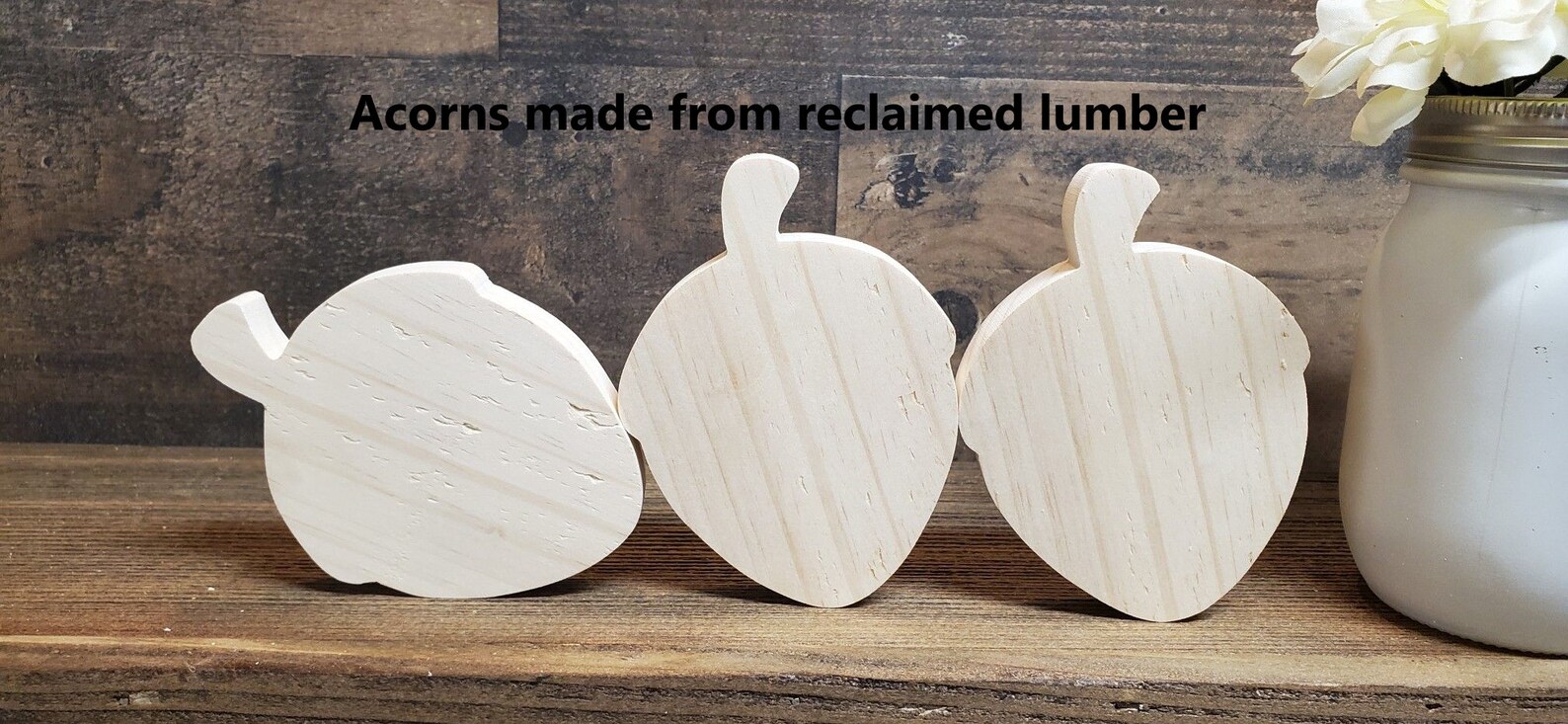 3 Pack Unfinished Wood Acorns Made From Reclaimed Lumber OR - Etsy