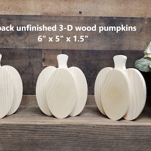 3 Pack of Unfinished 3D Pumpkins Made of Solid Pine Lumber / Fall Decor ...