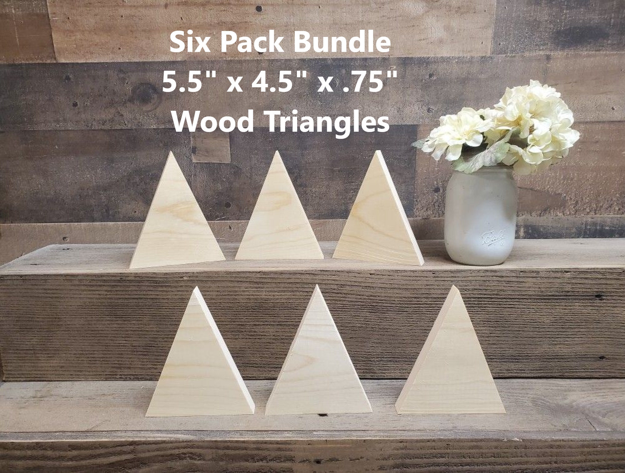 6 Pack Bundle Unfinished Wood Triangles 5.5 X - Etsy