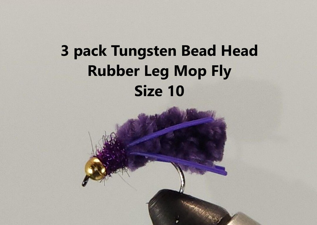 3 Pack Tungsten Bead Head Rubber Leg Mop Fly - Panfish Fly - Trout Fly ...