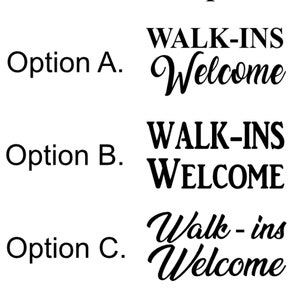 Walk Ins Welcome Decal - Window Decal - Salon Decal - Hair Stylist ...