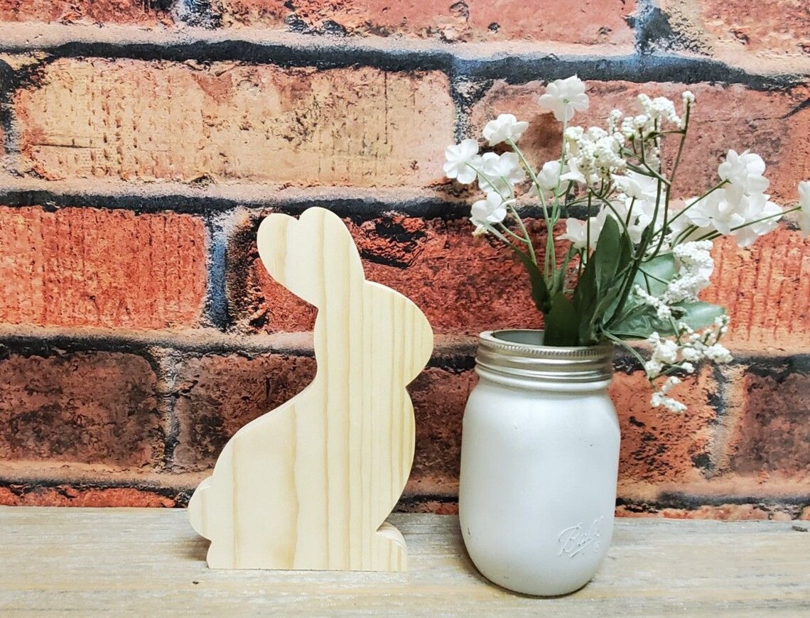 Unfinished Wood Rabbit / Unfinished Easter Bunny / 7.75" X 5" X .75 ...
