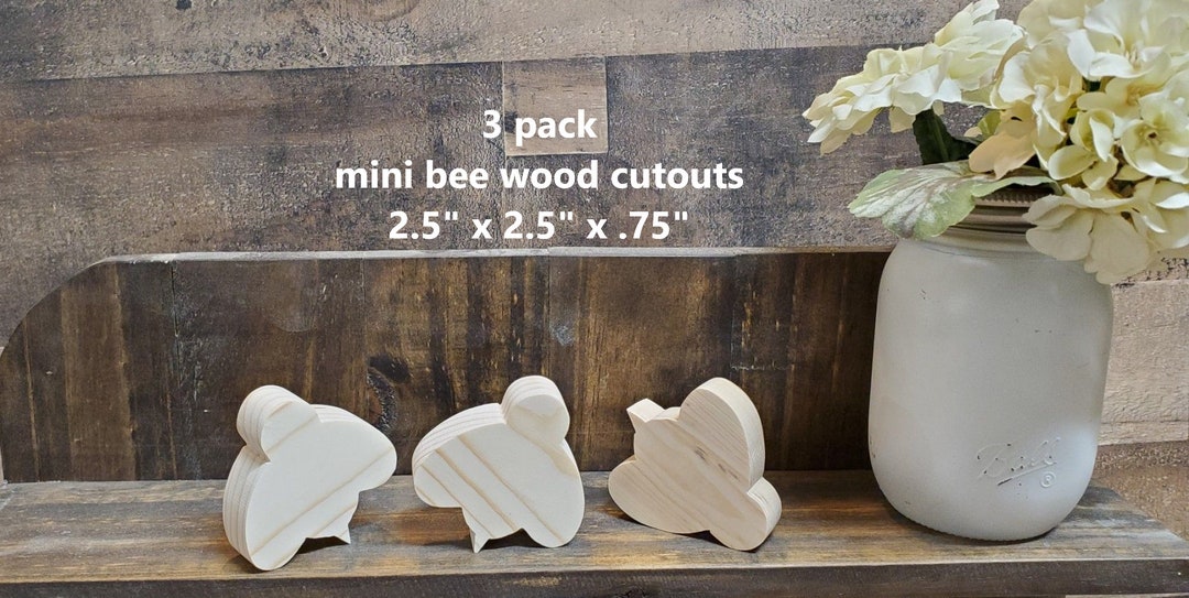 3 Pack Unfinished Wood Bee Cut Out / DIY Spring Decor / DIY Tiered Tray ...