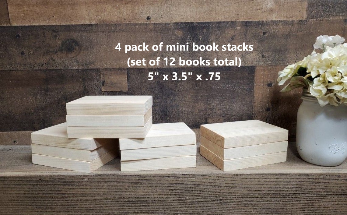 4 Pack of Mini Book Stacks /unfinished Mini Book Stack / 12 - Etsy