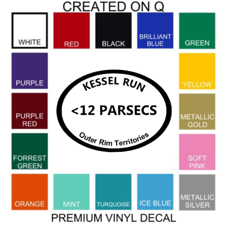 Kessel Run Star Wars Inspired Decal / 12.0 Parsecs / Kessel Run ...