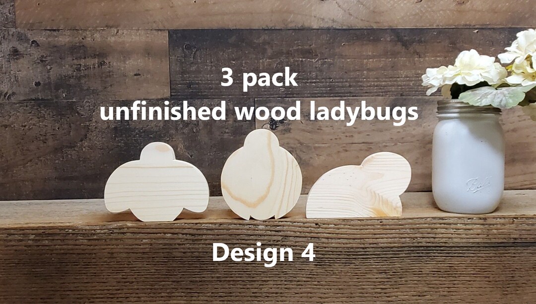 3 Pack Unfinished Wood Ladybugs Cut Outs / DIY Spring Decor / DIY ...