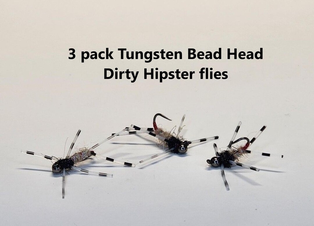 3 Pack Tungsten Bead Head Barbless Jig Dirty Hipster Flies - Panfish ...