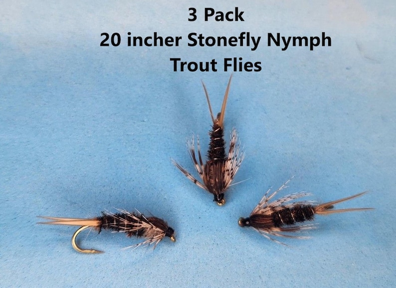 3 Pack 20 Incher Stonefly Nymphs - Panfish Fly - Trout Fly - Bass Fly ...