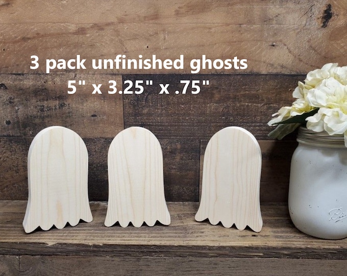 Set of 3 Unfinished Wood Ghost Cut Outs Made From 3/4 - Etsy