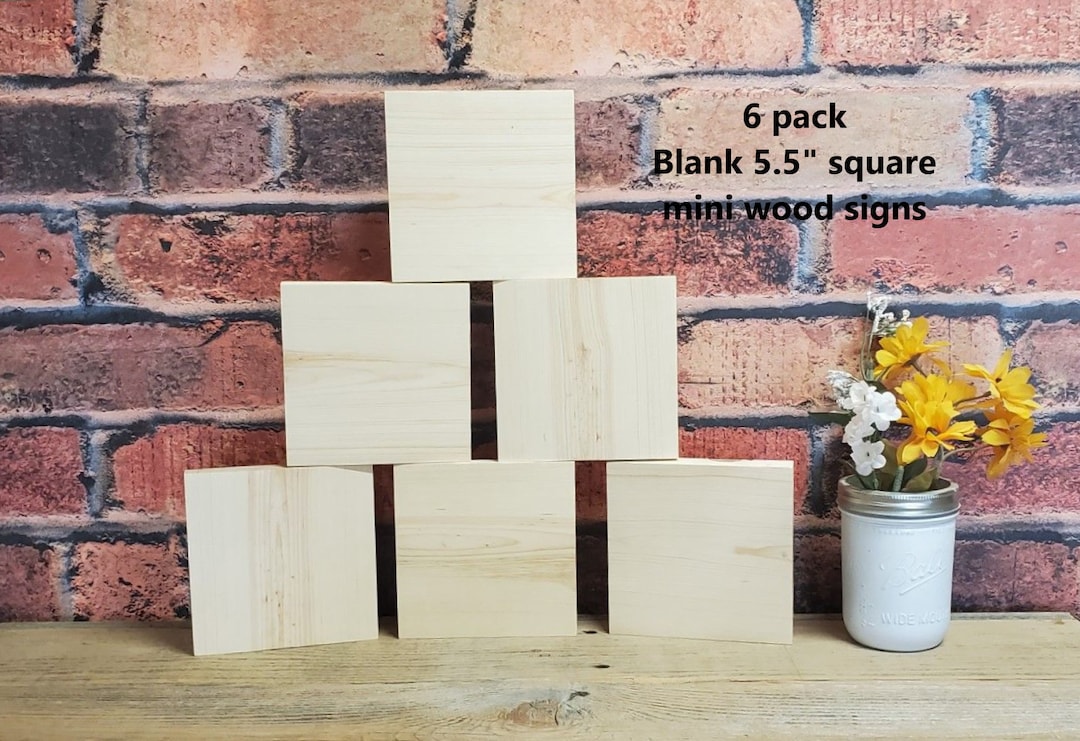 6 Pack 5.5" X 5.5" X .75" Wood Blocks / Blank Wood Block Sign ...