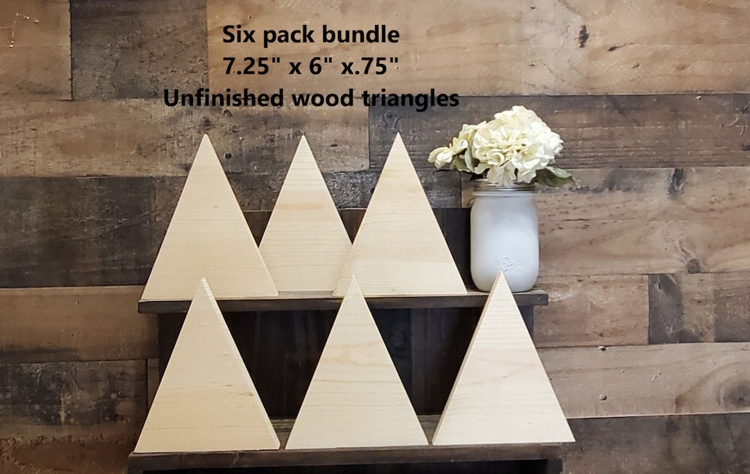6 Pack Bundle Unfinished Wood Triangles 7.25" X 6" X .75 - Unfinished ...