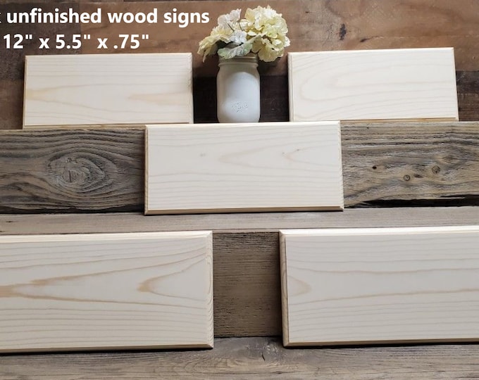 5 Pack 12" X 5.5" X .75" Unfinished Wood Sign With Routed Edges / Sign ...