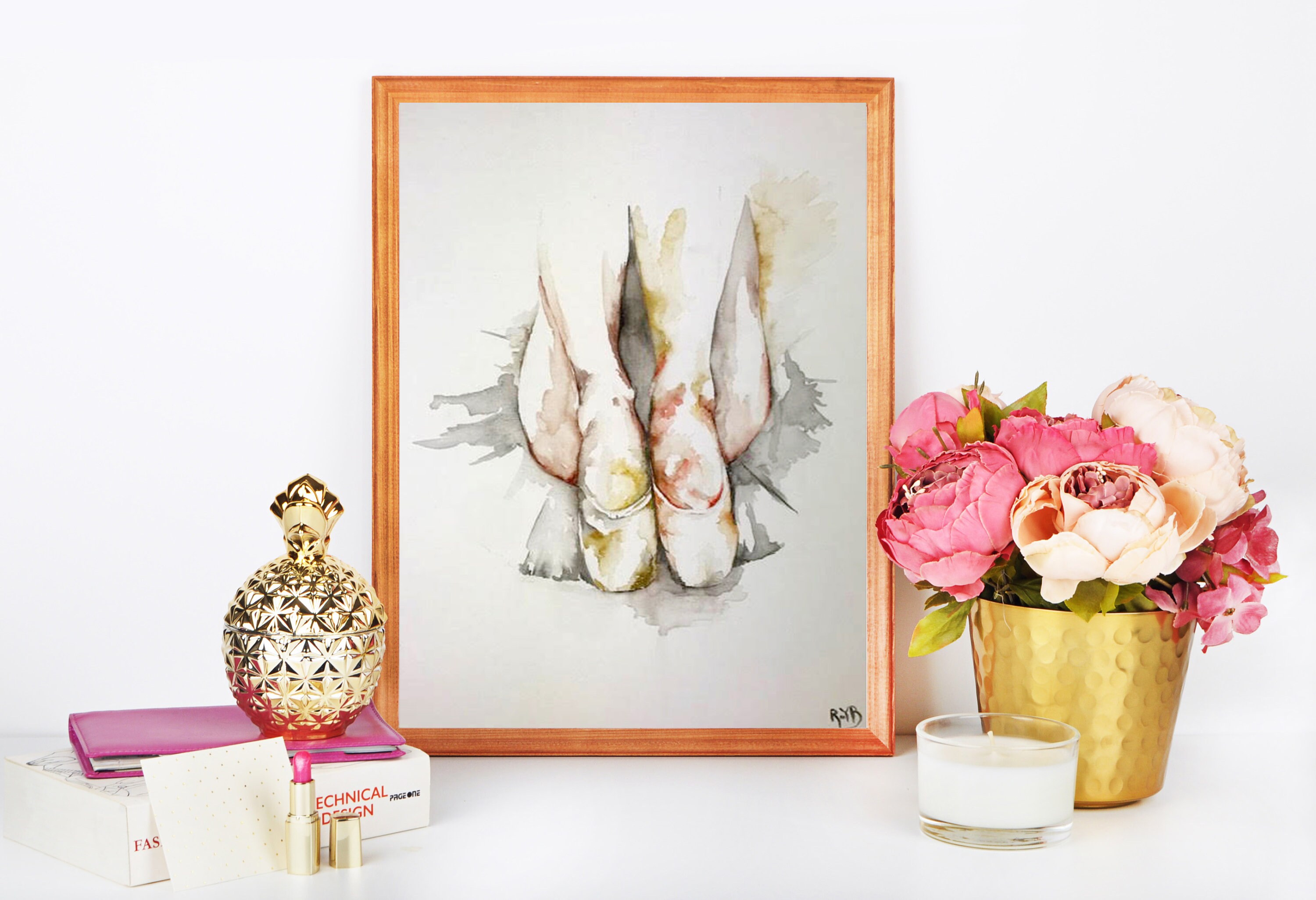 Ballet Shoes PRINT From Original "pause" Watercolor Painting by Artist ...