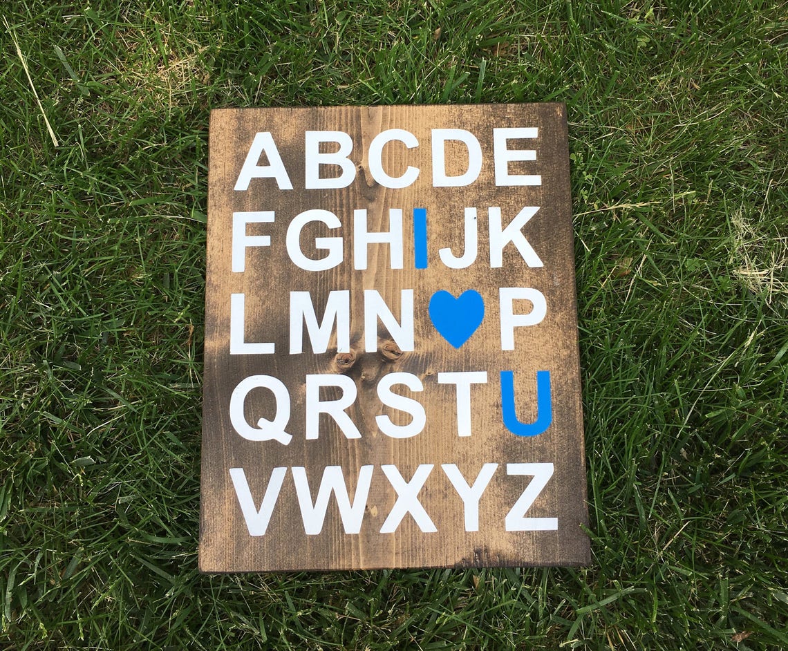 ABC I Love You Sign, Nursery Sign, Baby Room Decor, Alphabet Sign, ABC ...