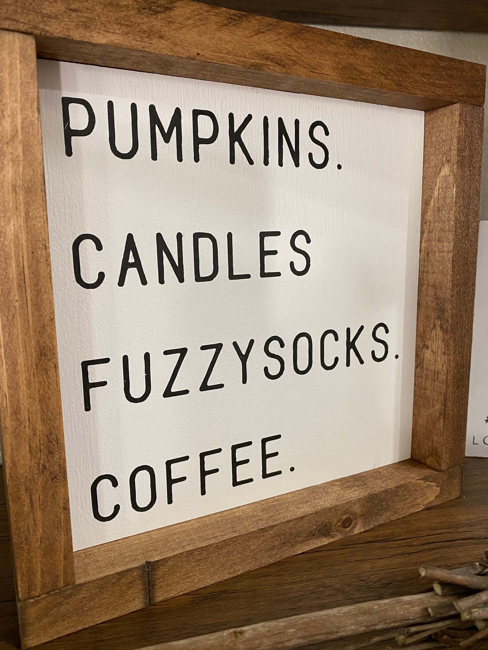 Pumpkins Candles Fuzzysocks and Coffee Sign, Fall Sign, Coffee Sign ...