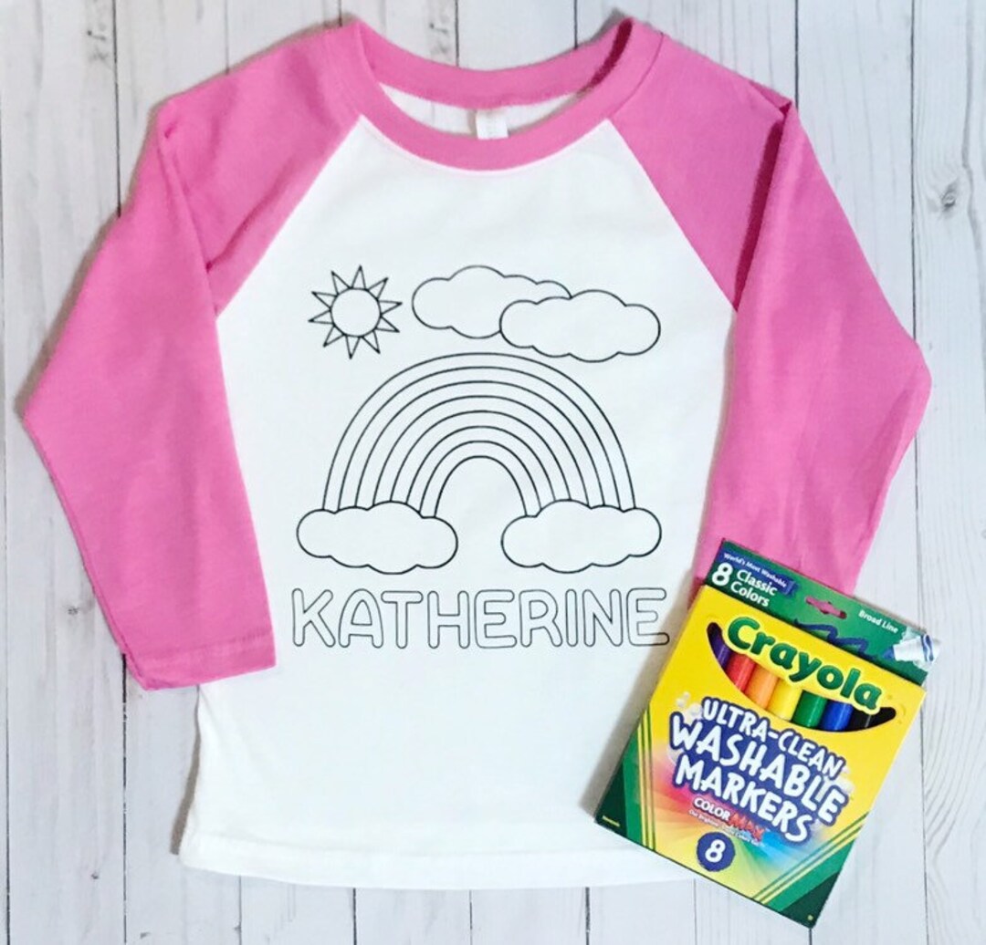 Kids’ Personalized Coloring Shirt--rainbow - Etsy
